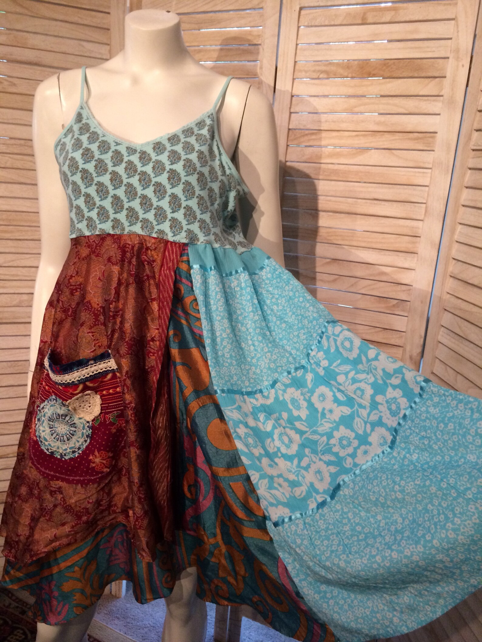 Upcycled Dress Boho Chic Sundress Upcycled Clothing Indian Sari Silk ...