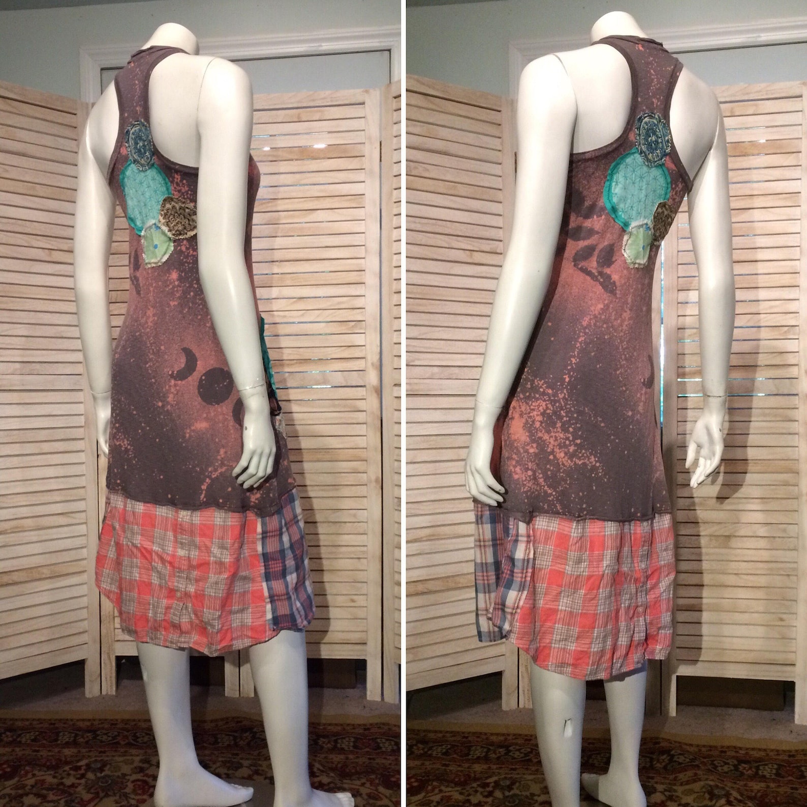 Upcycled Dress Racer Back Layering Tank Top Primitive Scrappy Junk ...