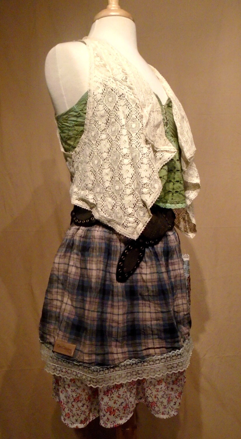 Upcycled Skirt Junk Gypsy Upcycled Clothing Plaid & Floral Eco Clothing ...