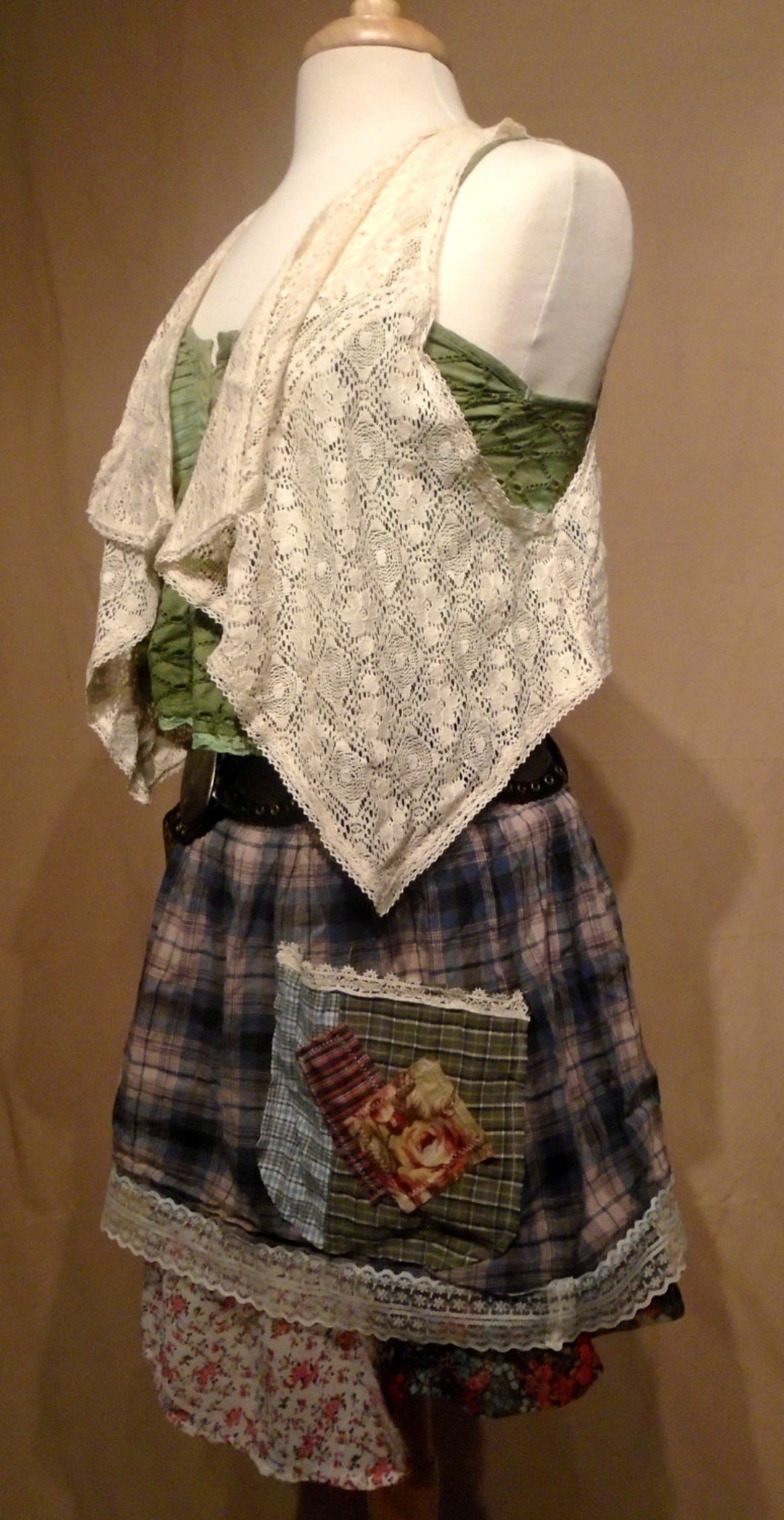 Upcycled Skirt Junk Gypsy Upcycled Clothing Plaid & Floral Eco Clothing ...