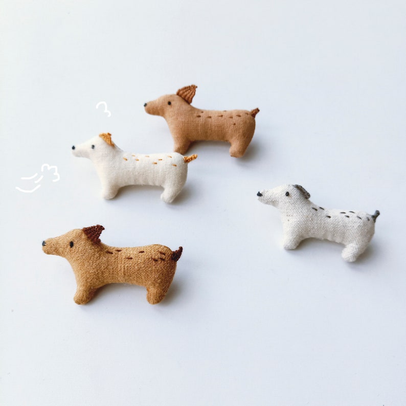 Doggy Mini Embroidered Brooch Pin - Etsy