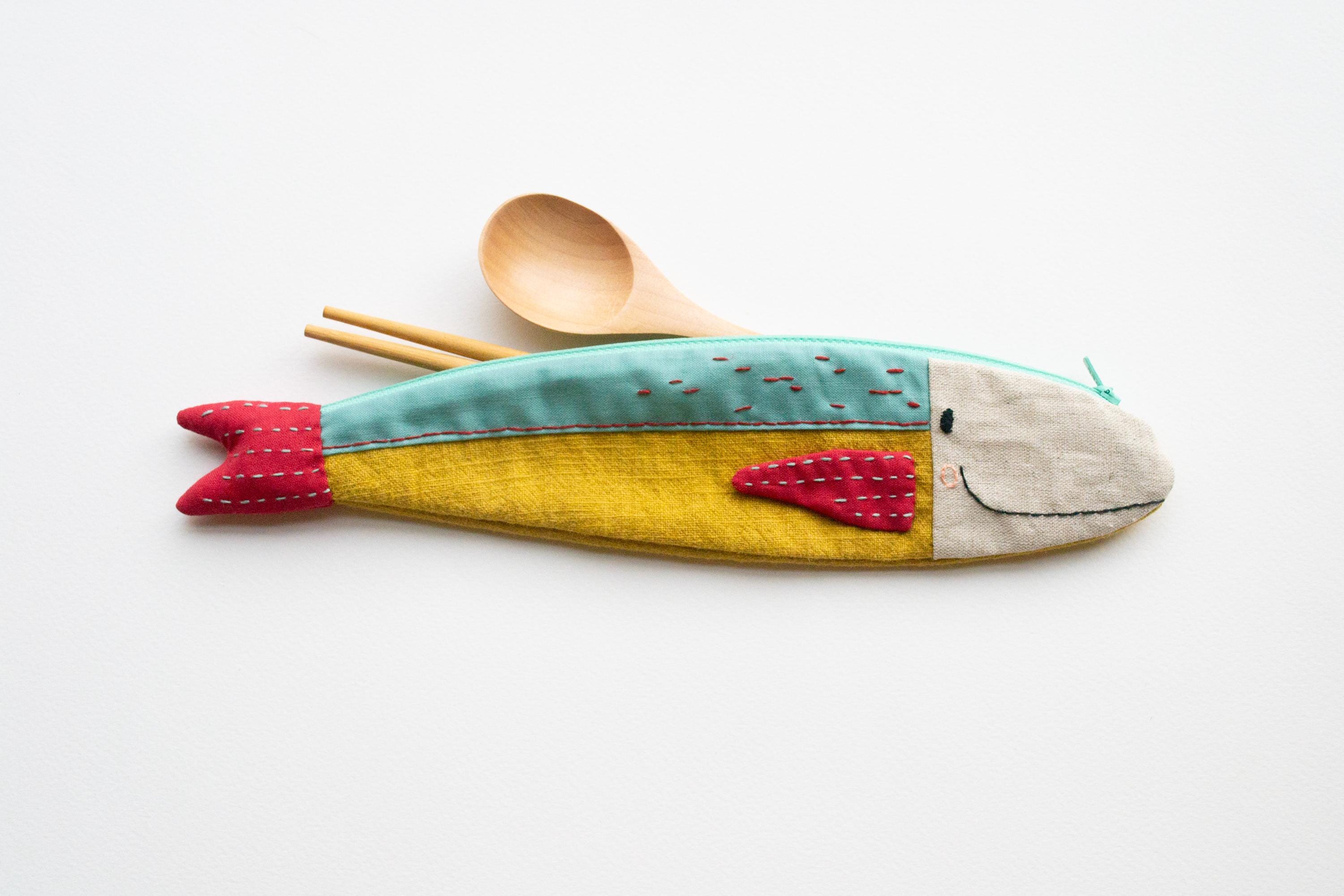 Hand-embroidered Travel Tuna Cutlery Fabric Pouch - Etsy