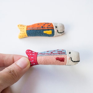 Anchovy Fish Mini Embroidered Brooch Pin - Etsy
