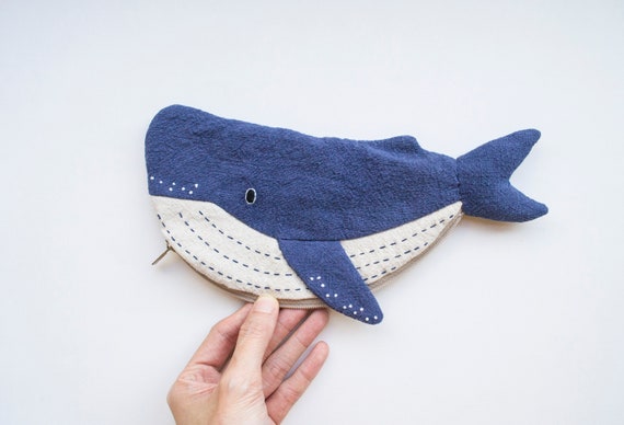 Humpback Whale small zip pouch case | Etsy