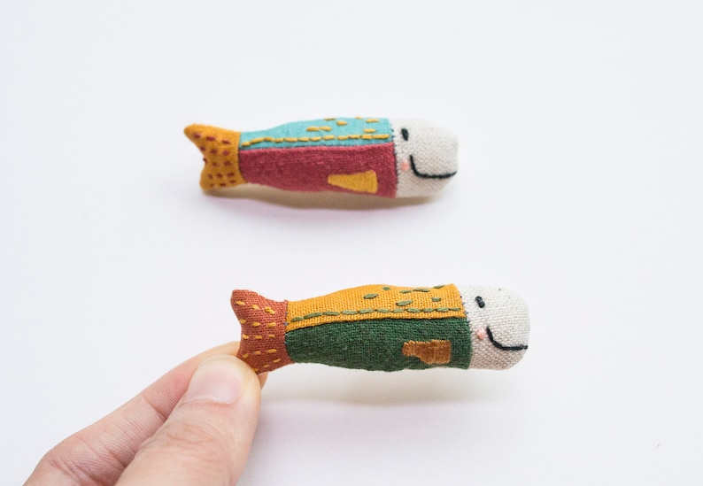 Anchovy Fish Mini Embroidered Brooch Pin - Etsy