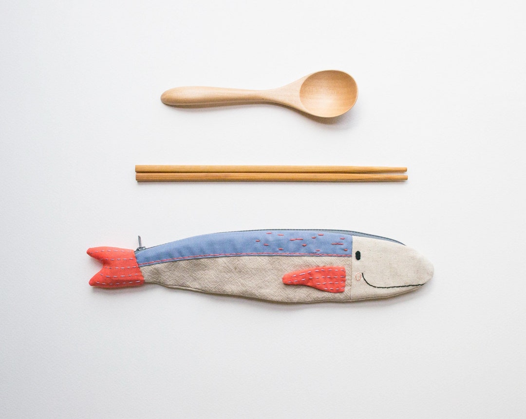 Hand-embroidered Travel Tuna Cutlery Fabric Pouch - Etsy