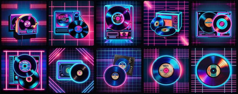 80's Retro Music T-shirt Design Bundle JPG Files Custom Apparel and DIY ...