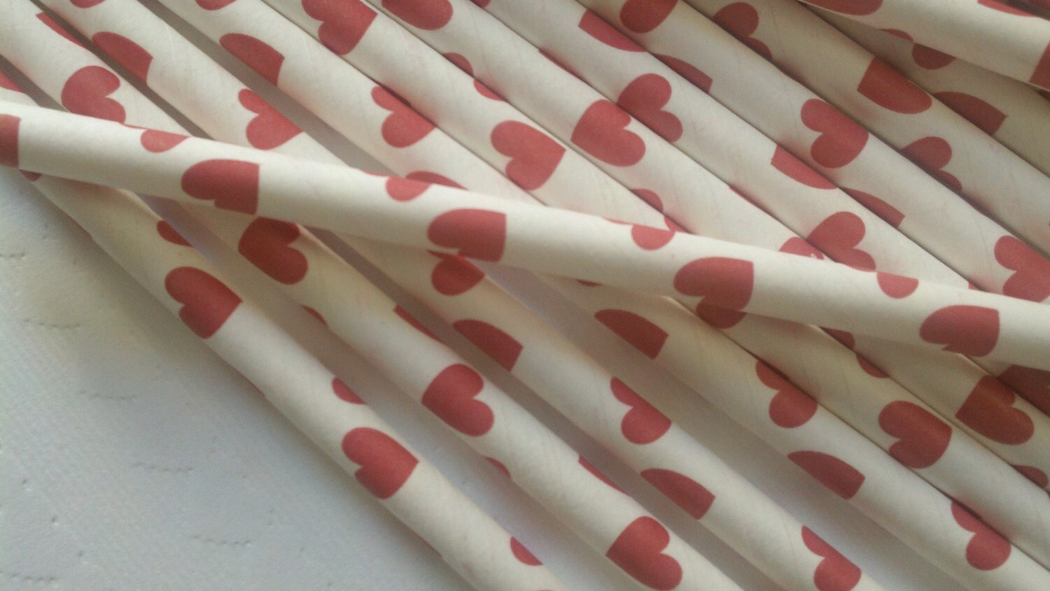 Paper Straws With Hearts - Set of 25 - Valentine's Day, Engagement ...
