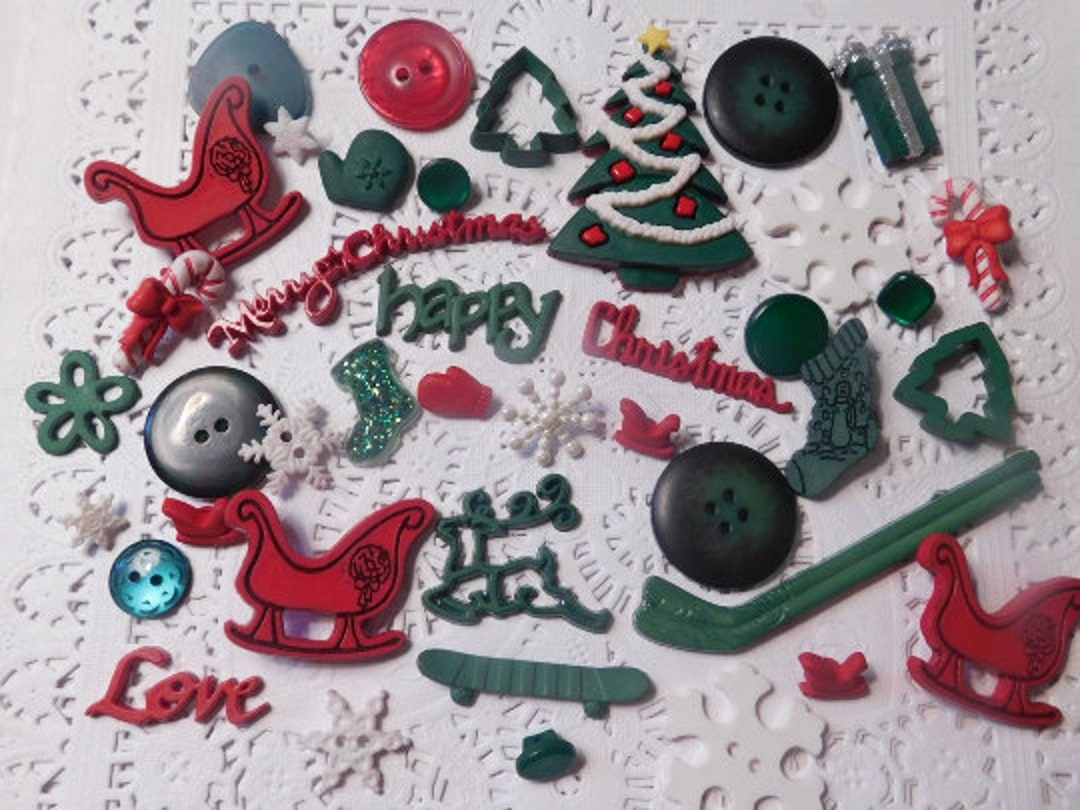 Whimsical Decorative Buttons and Findings Christmas Holiday Winter More ...