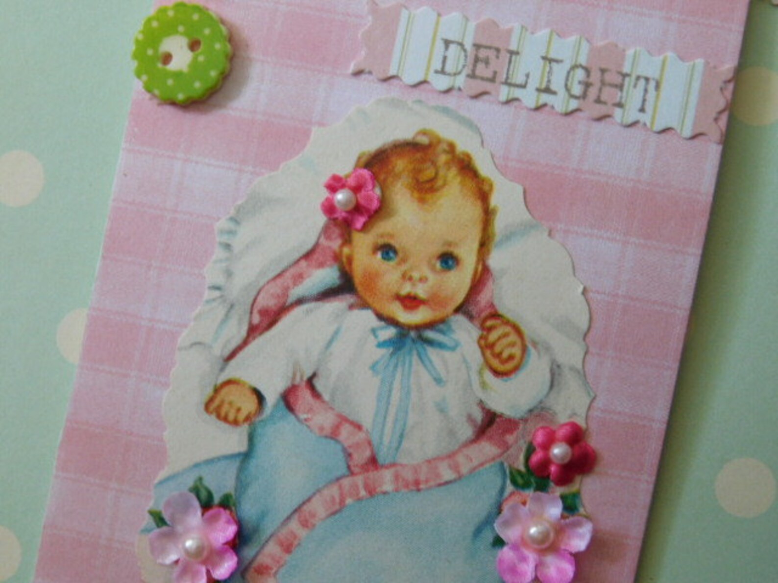 Handmade Baby Girl Baby Gift or Shower Gift Tag - Etsy