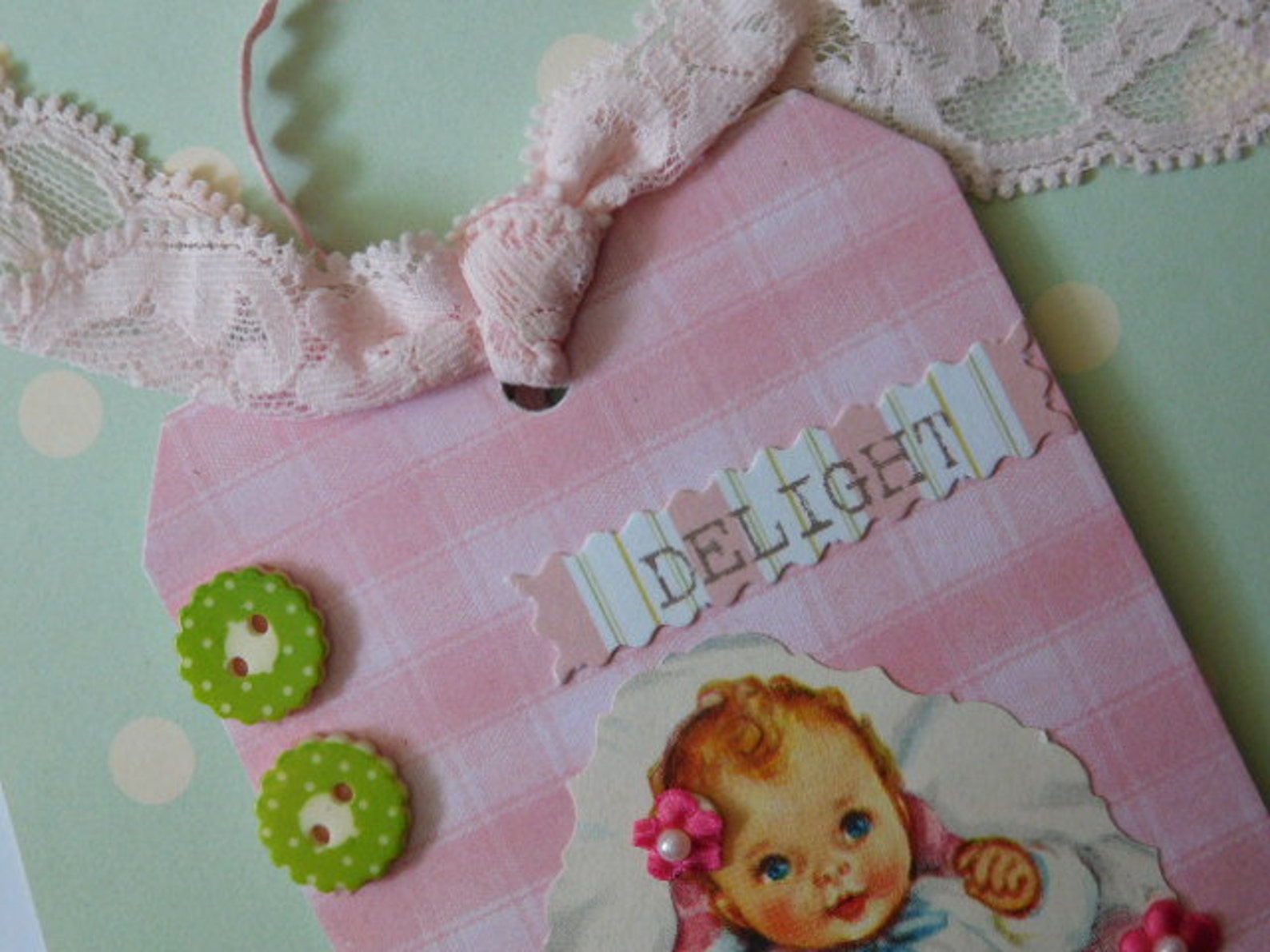 Handmade Baby Girl Baby Gift or Shower Gift Tag - Etsy