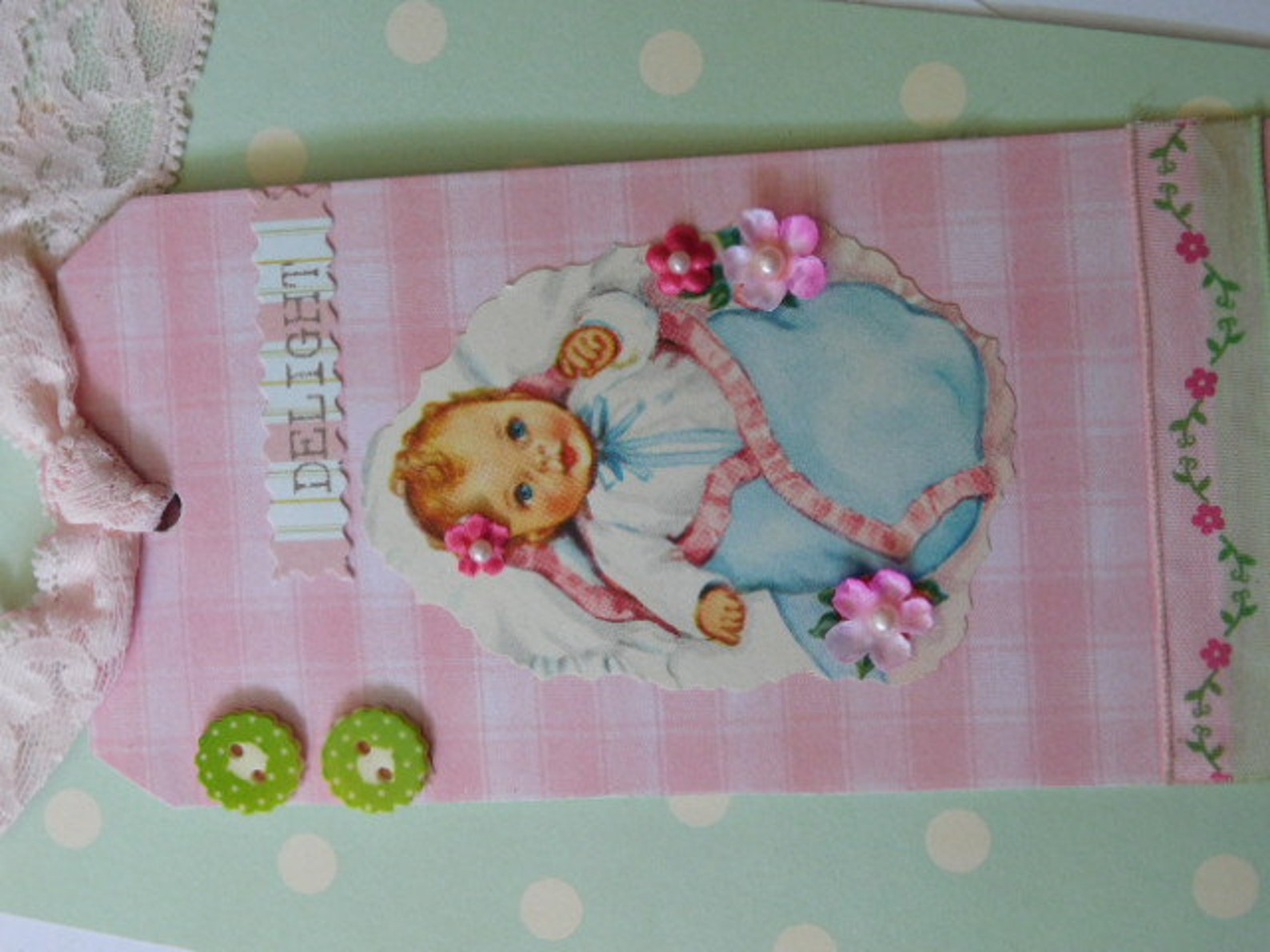 Handmade Baby Girl Baby Gift or Shower Gift Tag - Etsy