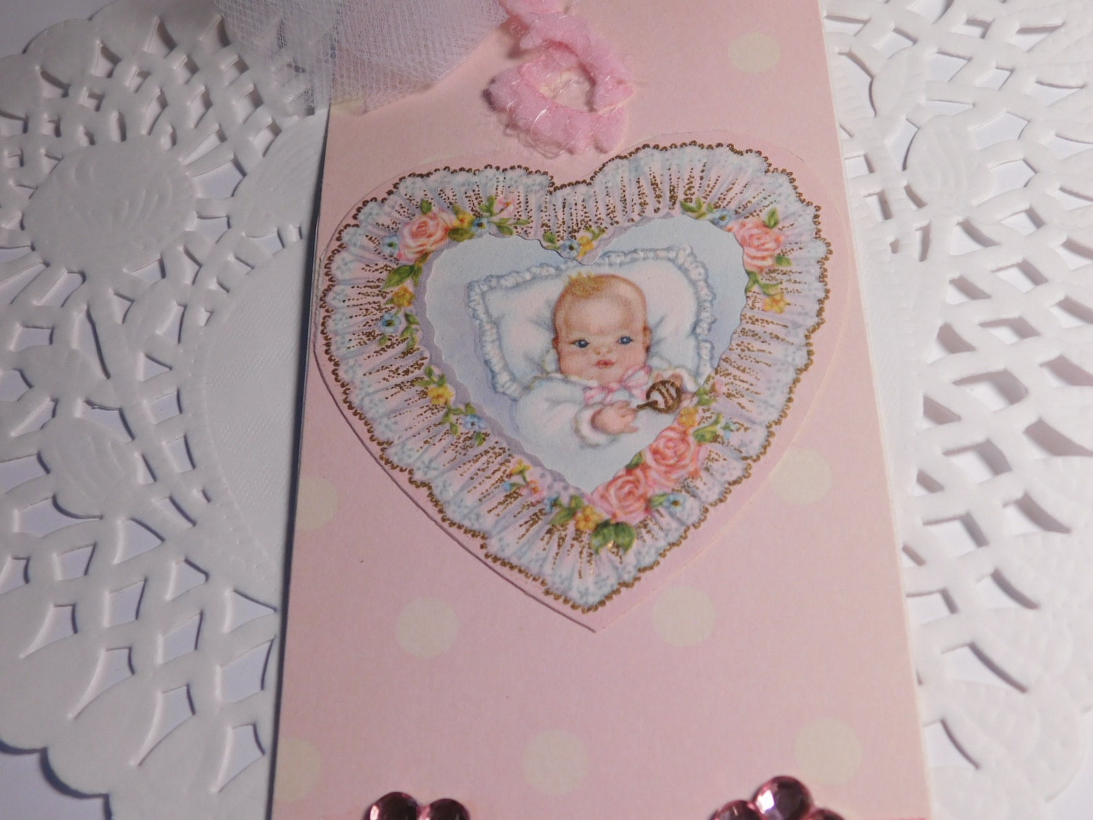 Handmade New Baby Shower Gift Tag With Vintage Baby Image - Etsy
