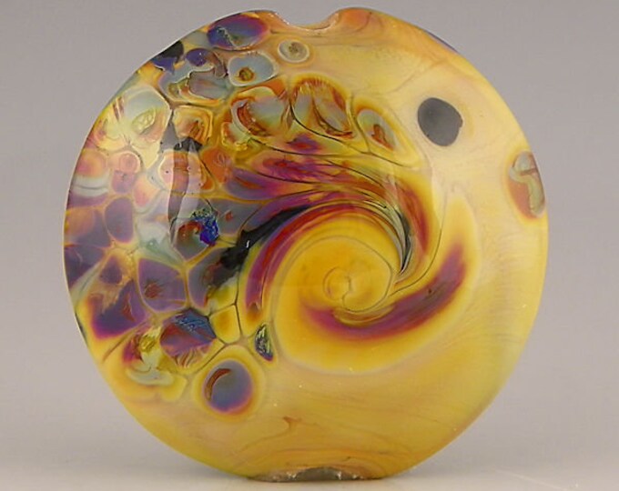 A Large Lentil Focal in Dark Golden Yellow With Twisted Organic Raku ...