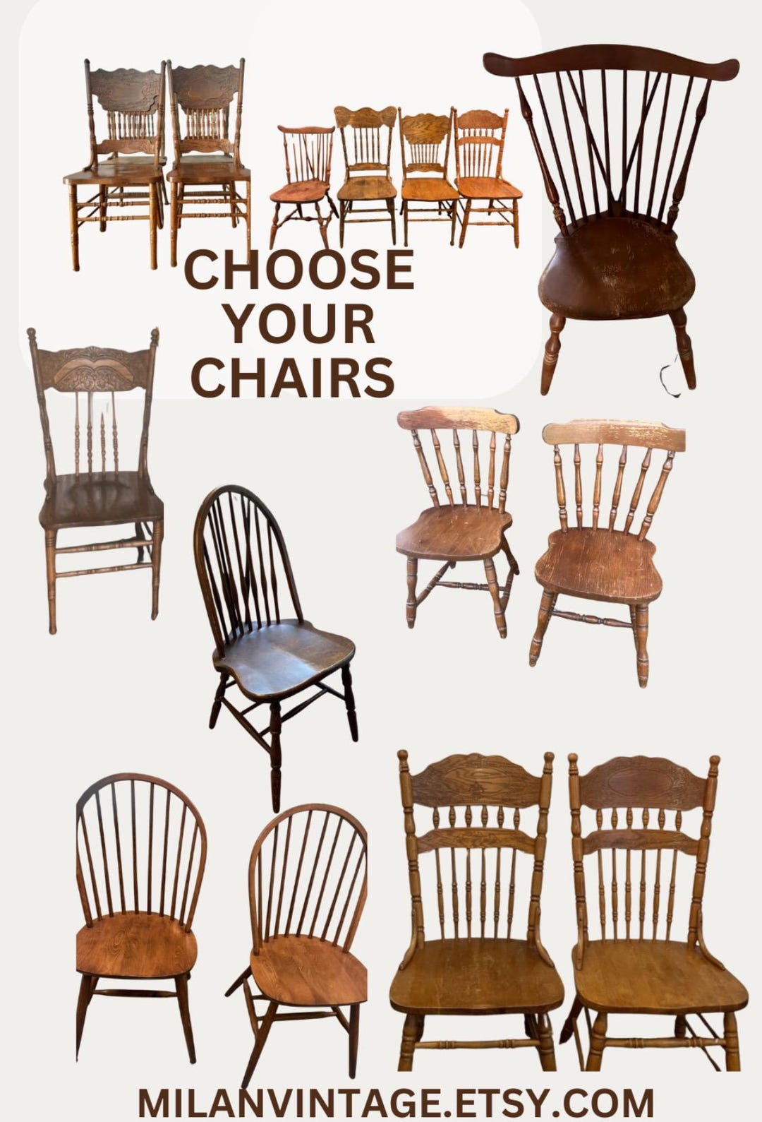 Farmhouse Chairs Pick Any Color You Want Vintage Wood Rustic Dining ...