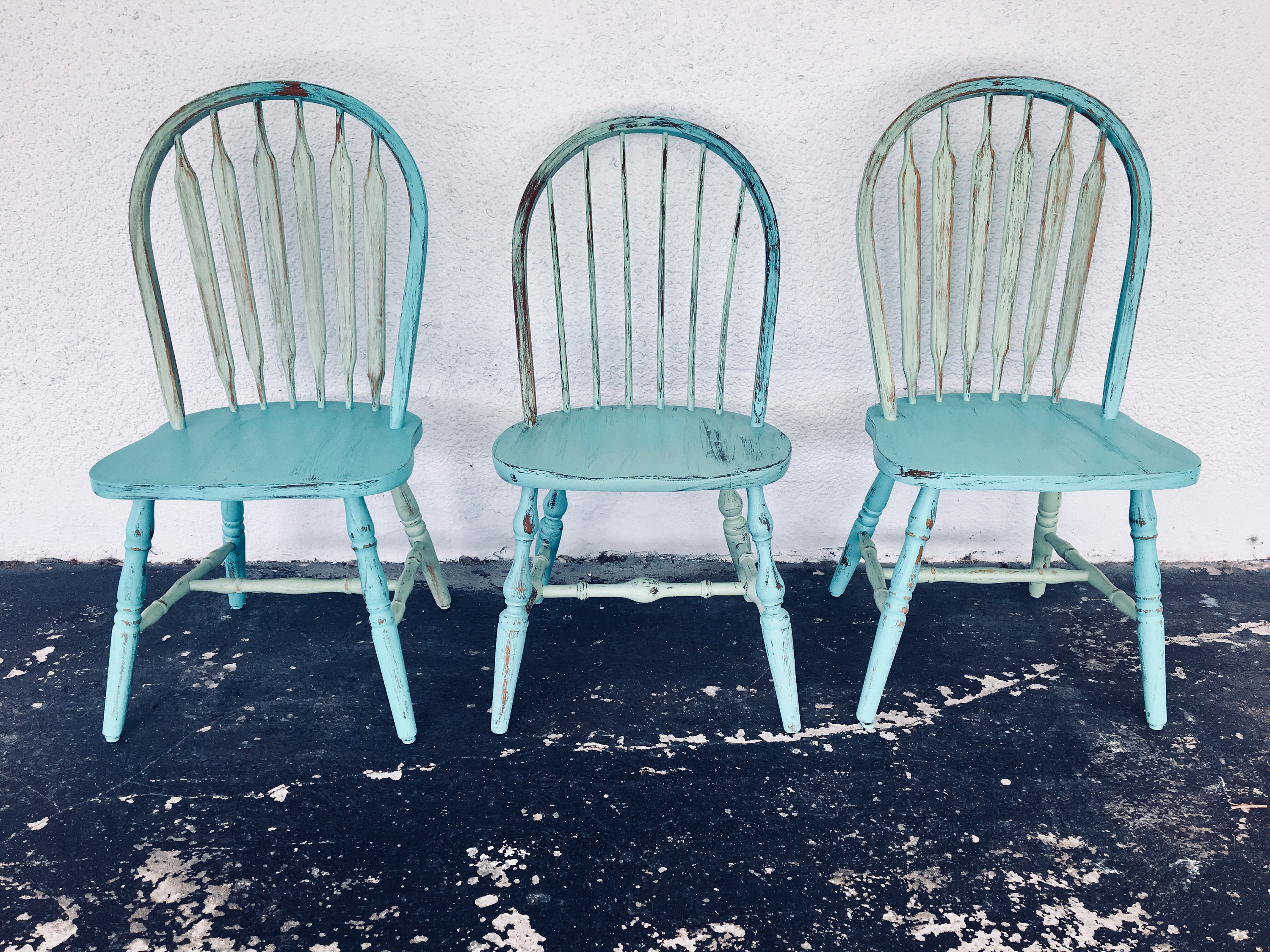 Vintage Wood Rustic Dining Chairs Set of 3 Verigated Kitchen | Etsy
