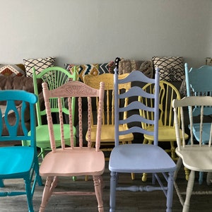 Custom Painted Wood Dining Chairs: Distressed Rustic Farmhouse Style - Etsy