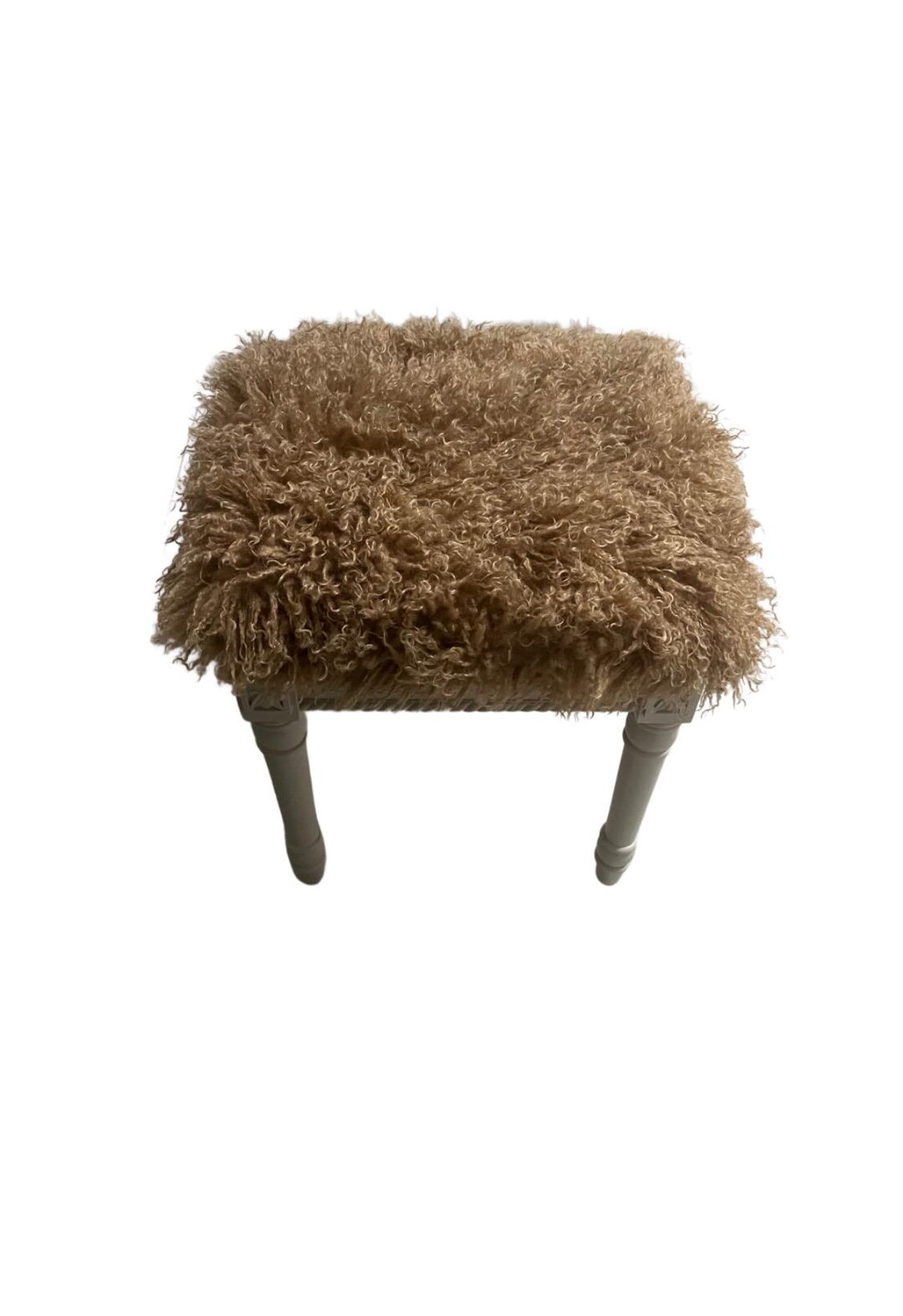 Vintage Faux Mongolian Fur Vanity Seat, Pouf, Stool, Ottoman - Etsy