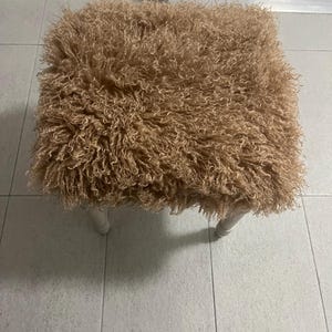 Vintage Faux Mongolian Fur Vanity Seat, Pouf, Stool, Ottoman - Etsy