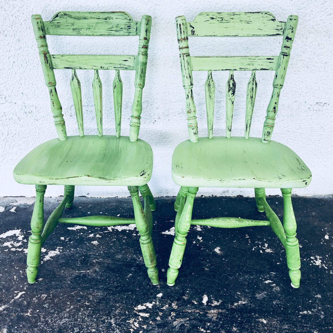 Vintage Wood Rustic Table Set of 4 Green and Distressed and - Etsy