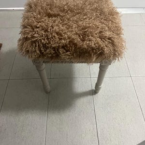 Vintage Faux Mongolian Fur Vanity Seat, Pouf, Stool, Ottoman - Etsy