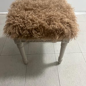 Vintage Faux Mongolian Fur Vanity Seat, Pouf, Stool, Ottoman - Etsy