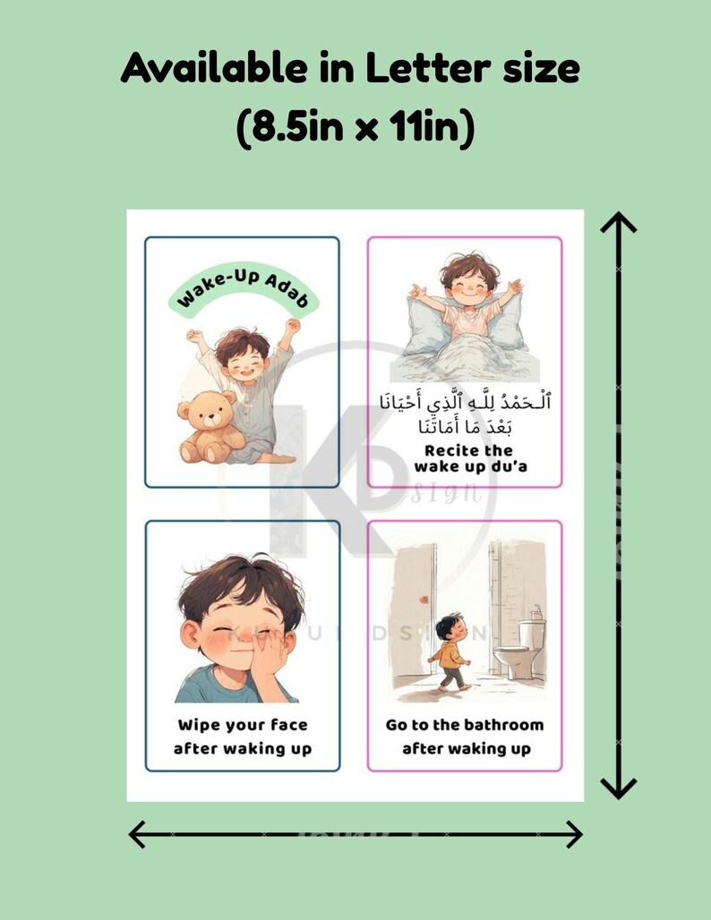 Sleeping Etiquette for Kids Printable: Islamic Adab Flashcards ...