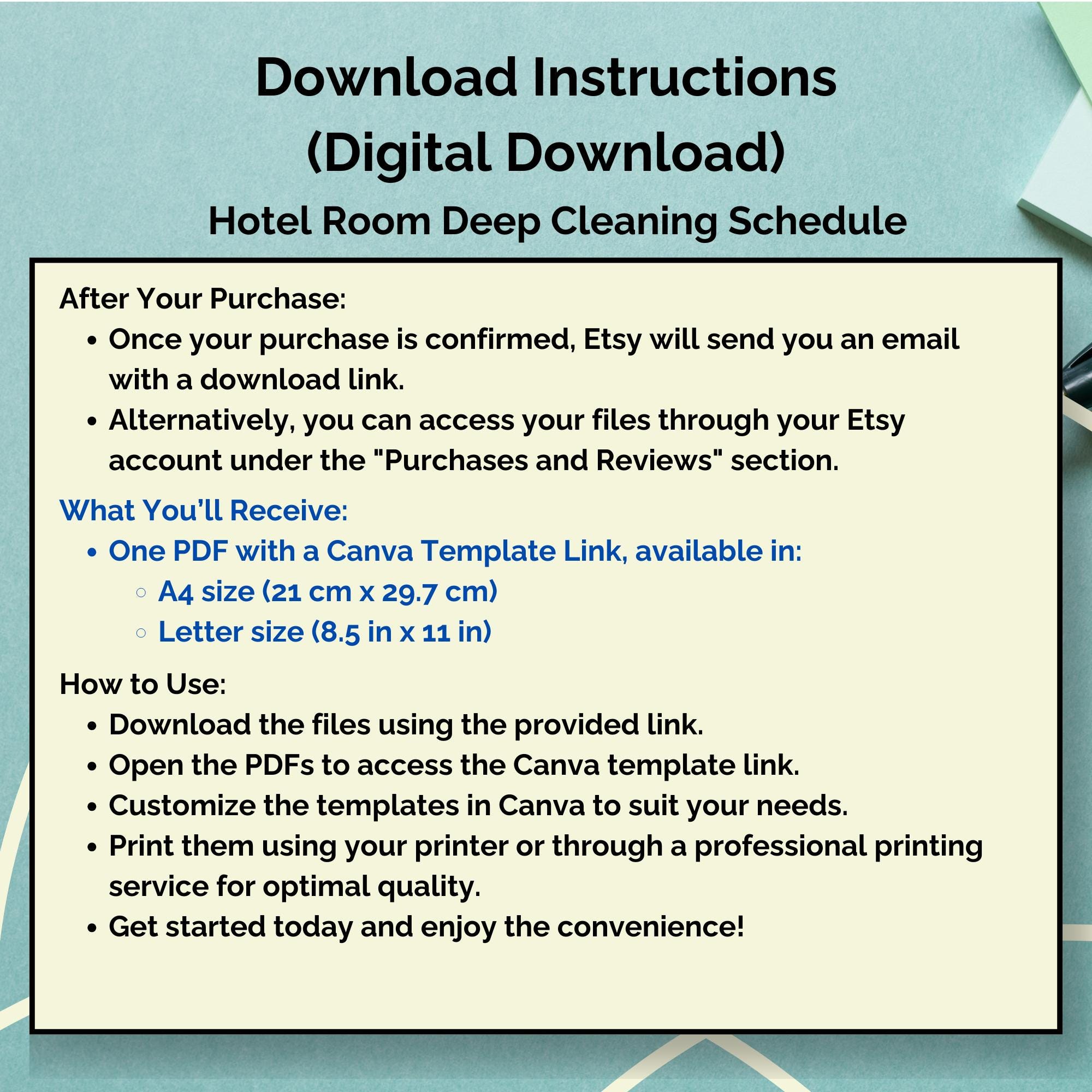 Editable Hotel Room Deep Cleaning Checklist, Weekly Housekeeping ...