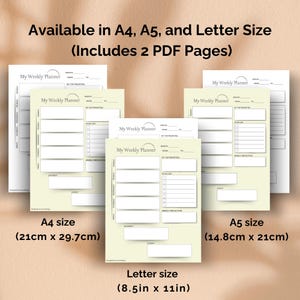 Minimalist Weekly Planner PDF, Monthly Weekly Planner, A4, A5, Letter ...