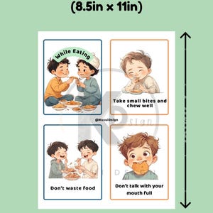 Islamic Manners Flashcards for Kids – Printable Eating Adab Cards ...