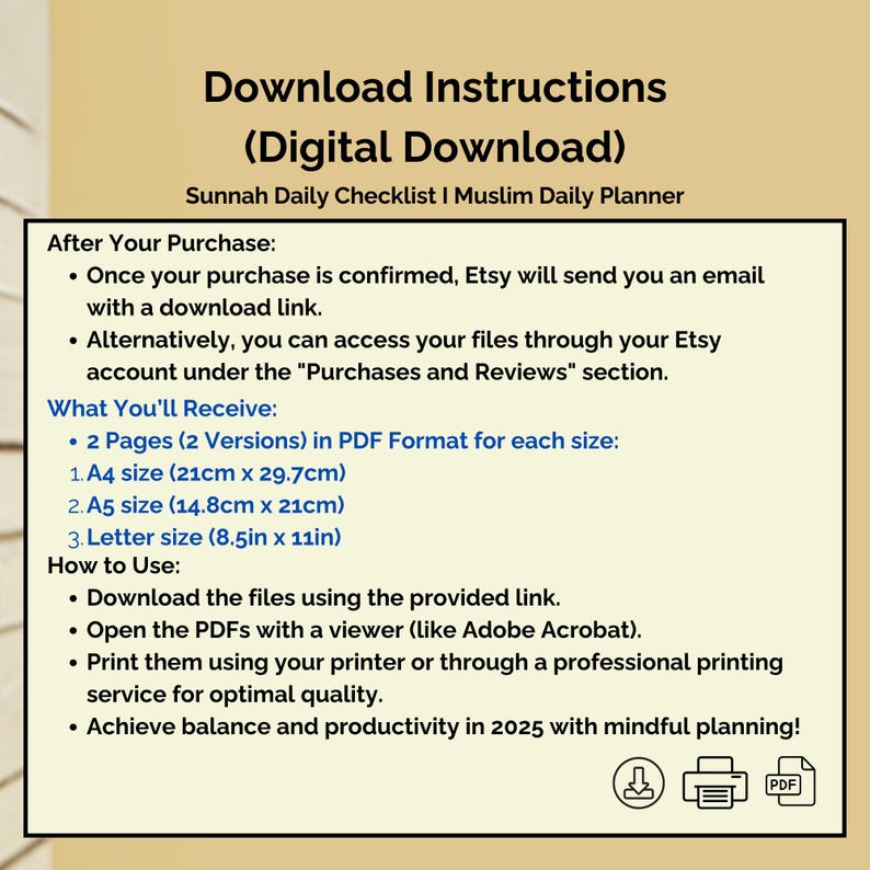 Sunnah Daily Checklist 2025: Muslim Planner (PDF, A4/a5/letter) - Etsy