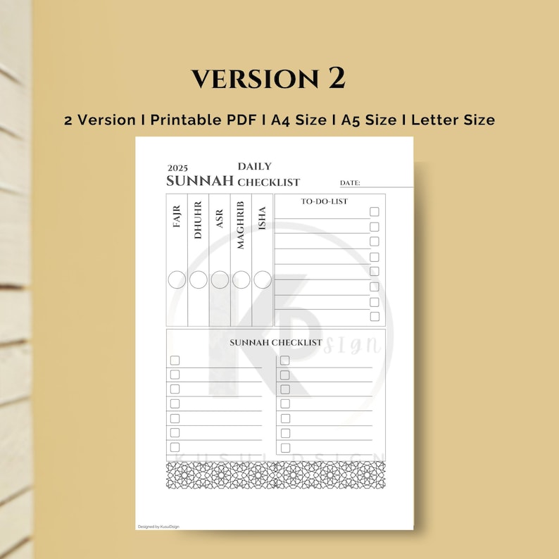 Sunnah Daily Checklist 2025: Muslim Planner (PDF, A4/a5/letter) - Etsy