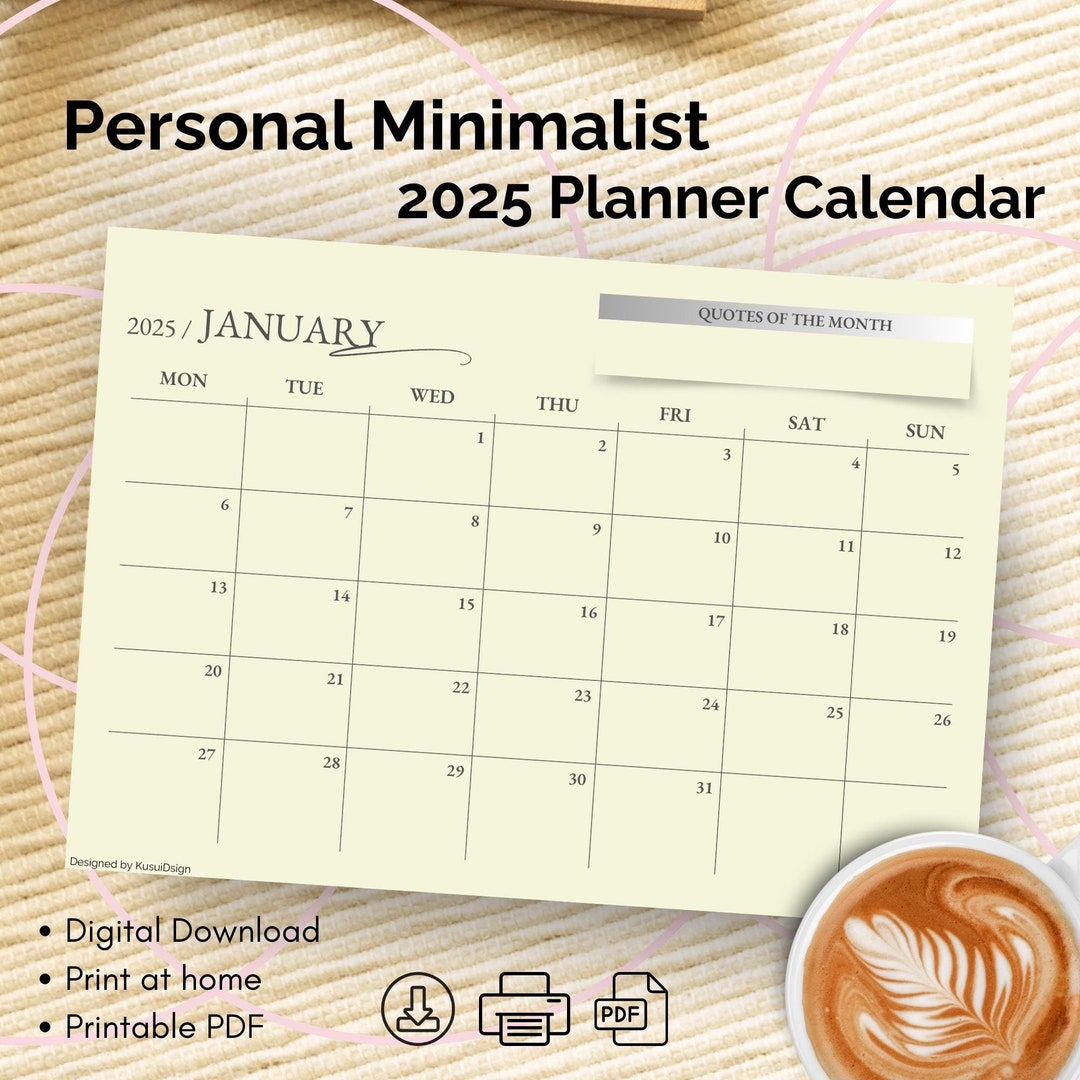 Minimalist 2025 Planner Calendar, Aesthetic Monthly Weekly Planner ...