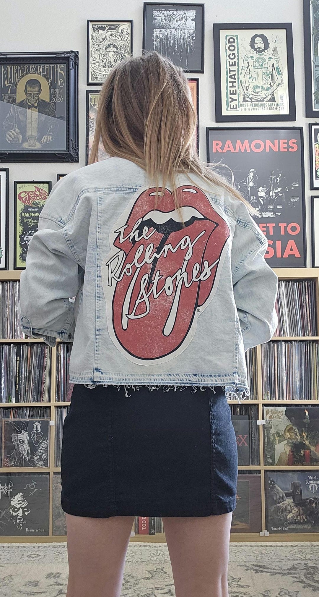 Jacket Denim ROLLING STONES Upcycled Backpatch Medium - Etsy
