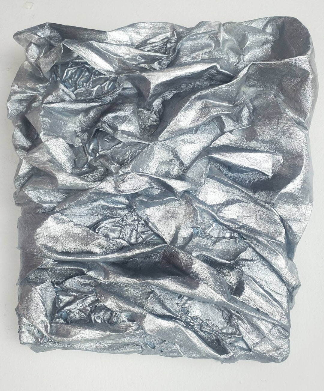 Echoes of Silver Whisper 2 Metallic Silver Sculptural Acrylic Mixed ...