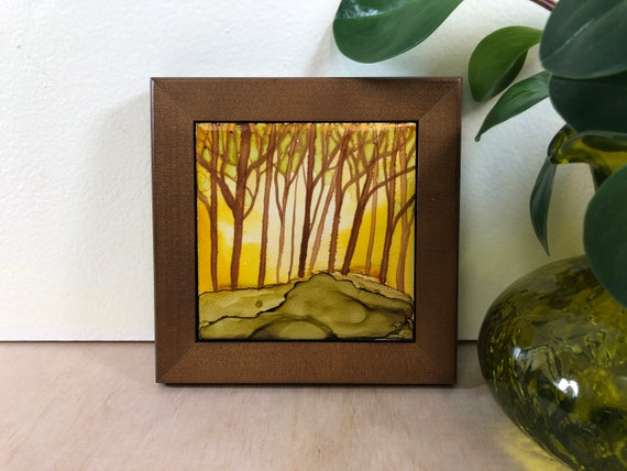 framed Original alcohol ink painting on tile Art & Collectibles Ink ...