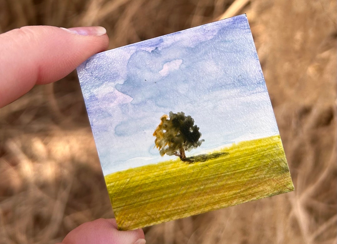 Tiny Original Landscape Painting, Refrigerator Magnet, Watercolor - Etsy