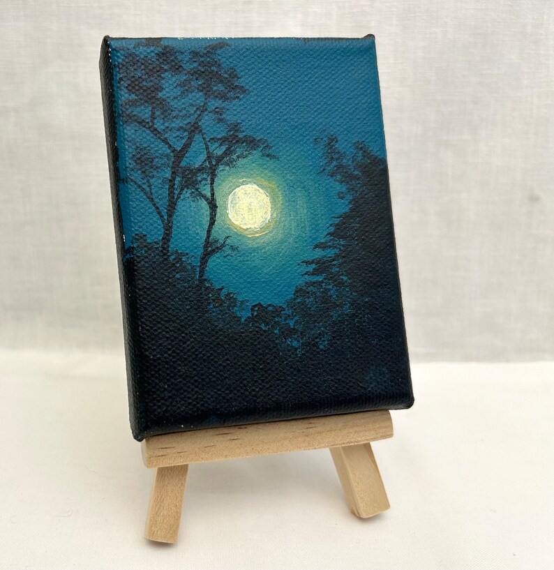 Original Acrylic 3x4 Painting on Small Canvas Easel Included Hand ...