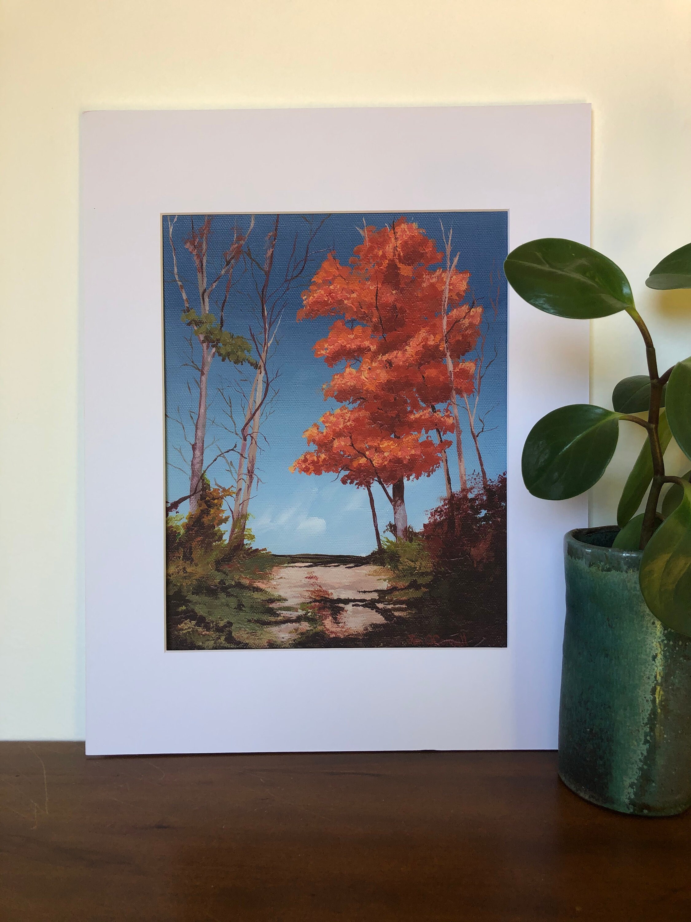 Print of Path With Orange Tree, 8x10 Print With 11x14 Mat, Reproduction ...