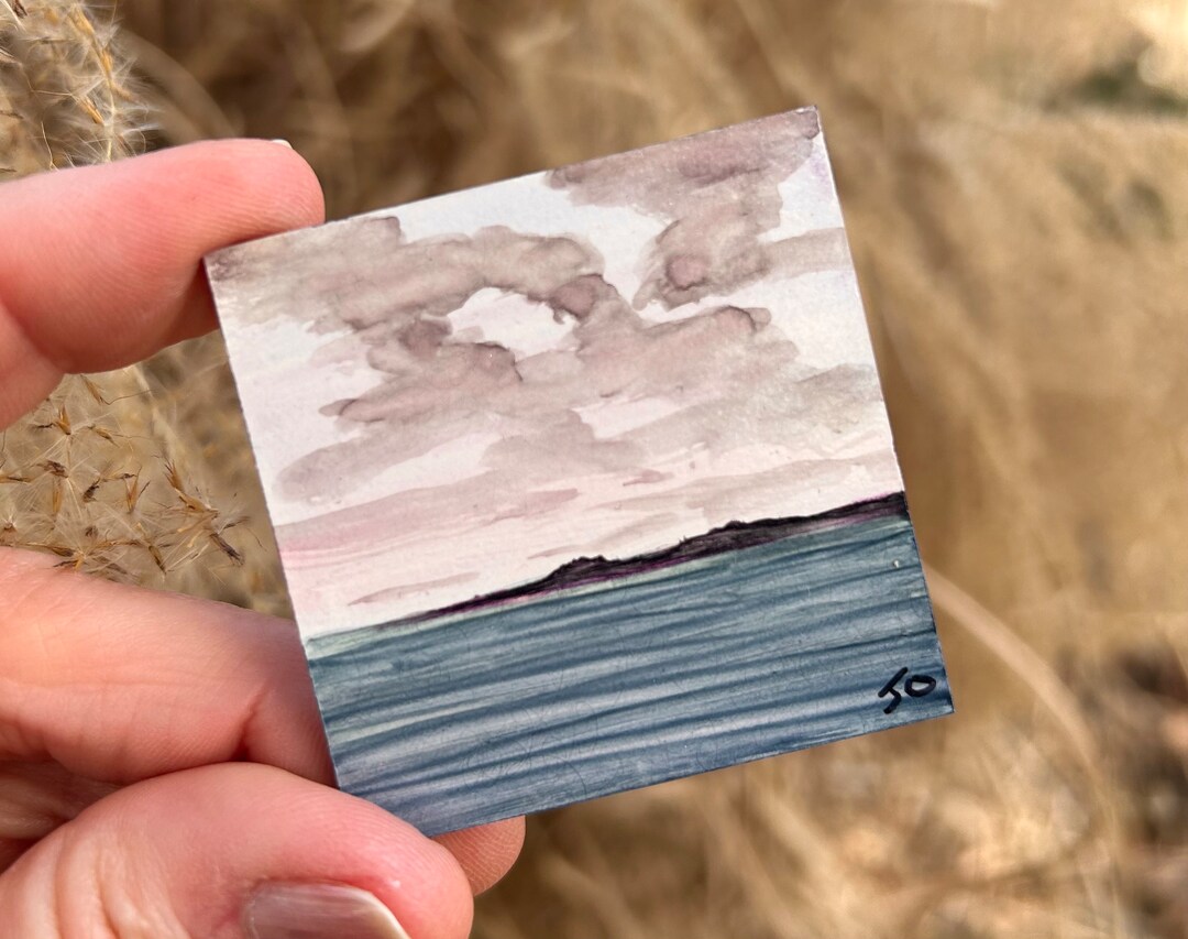 Tiny Original Landscape Painting, Refrigerator Magnet, Watercolor - Etsy