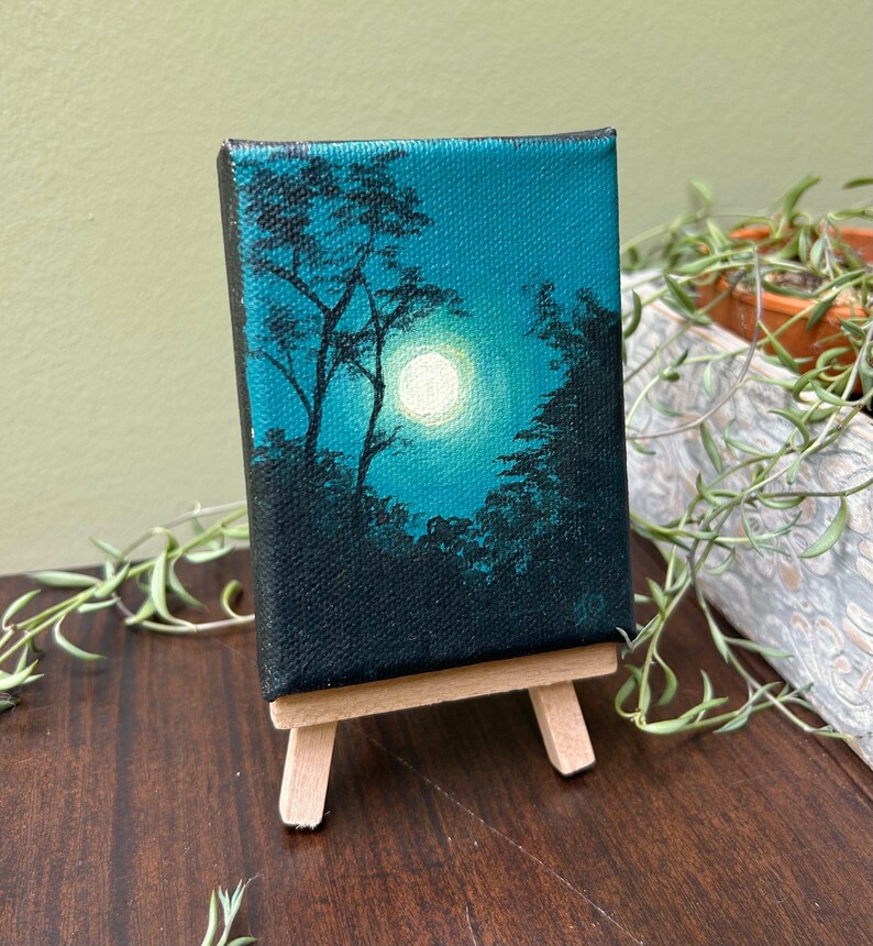 Original Acrylic 3x4 Painting on Small Canvas Easel Included Hand ...