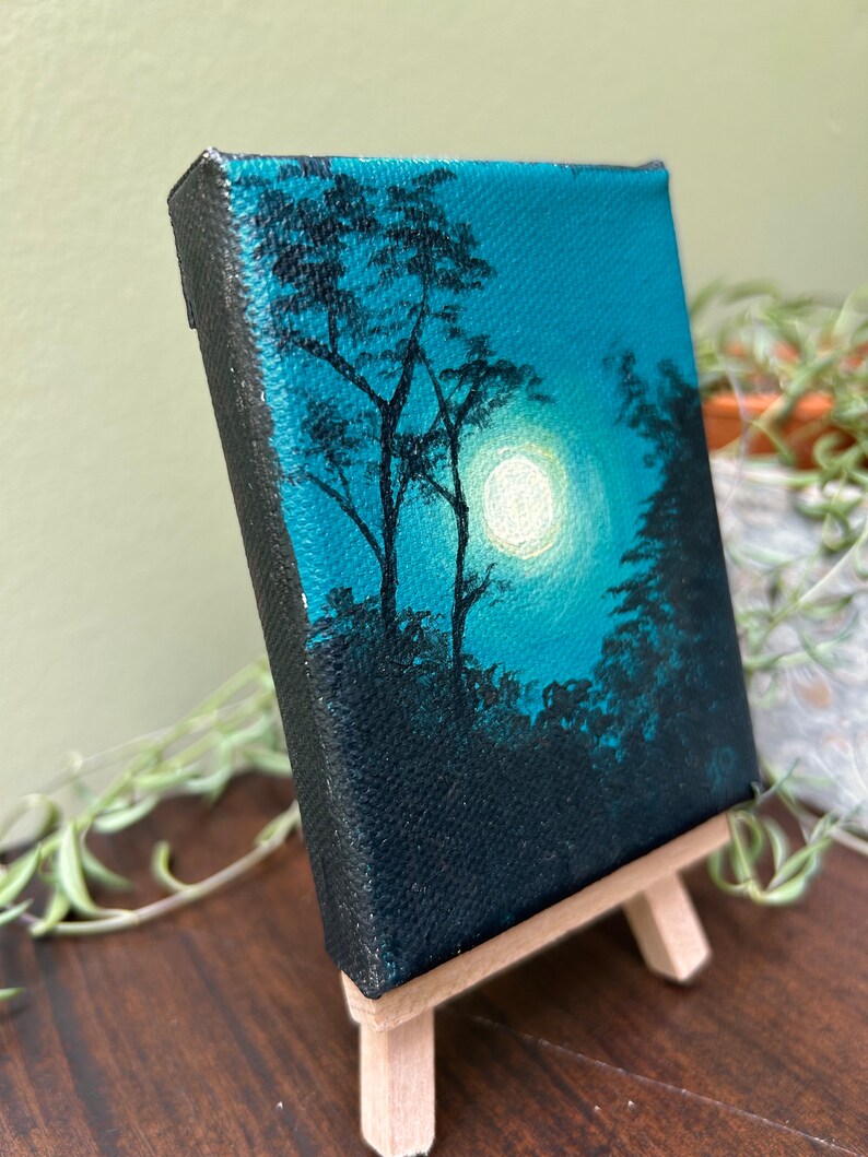 Original Acrylic 3x4 Painting on Small Canvas Easel Included Hand ...