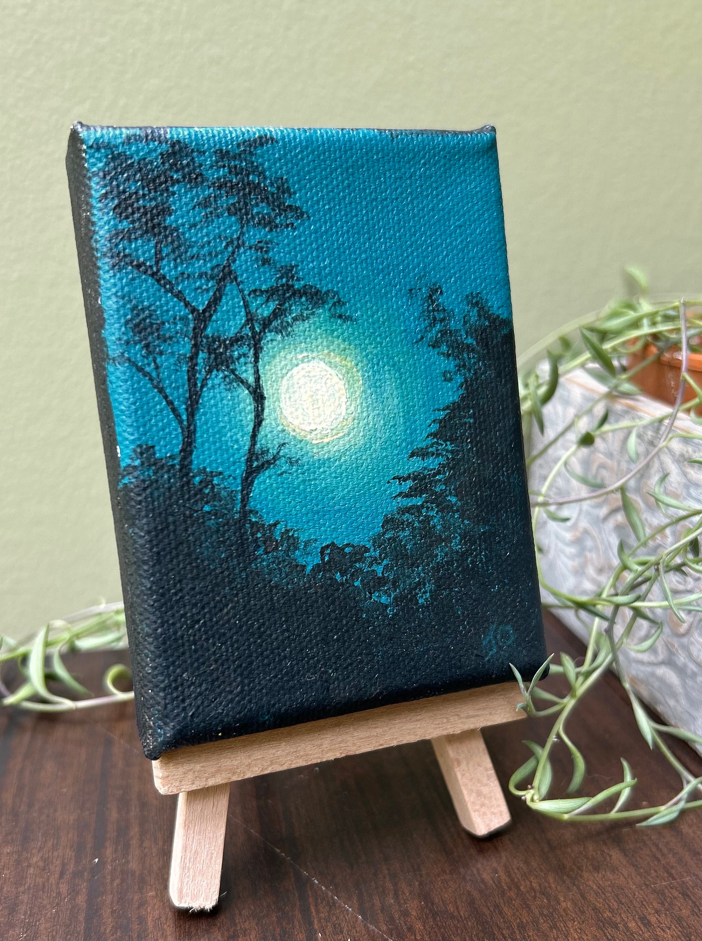 Original Acrylic 3x4 Painting on Small Canvas Easel Included Hand ...