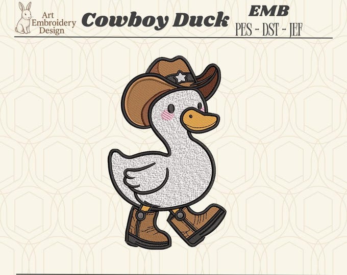 Cowboy Duck Embroidery Design – Editable File – DST, PES, JEF – 3 Sizes ...