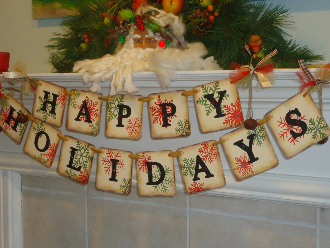 Christmas Banner -christmas Garland - Happy Holiday Banner- Snowflake ...