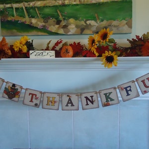 Be Thankful Banner-fall Garland-rustic Turkey Banner-thanksgiving ...