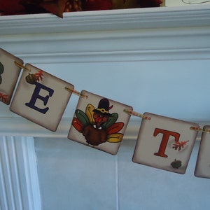 Be Thankful Banner-fall Garland-rustic Turkey Banner-thanksgiving ...
