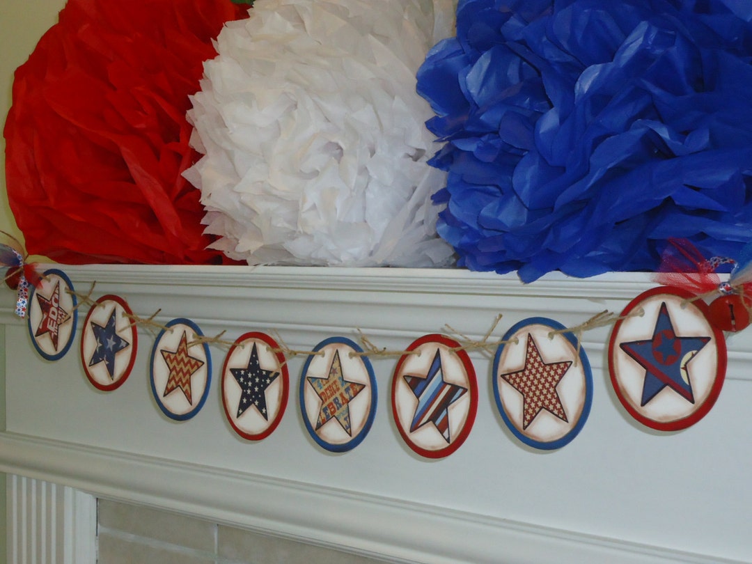 Patriotic Banners-memorial Day-labor Day Banner-rustic Star Sign ...