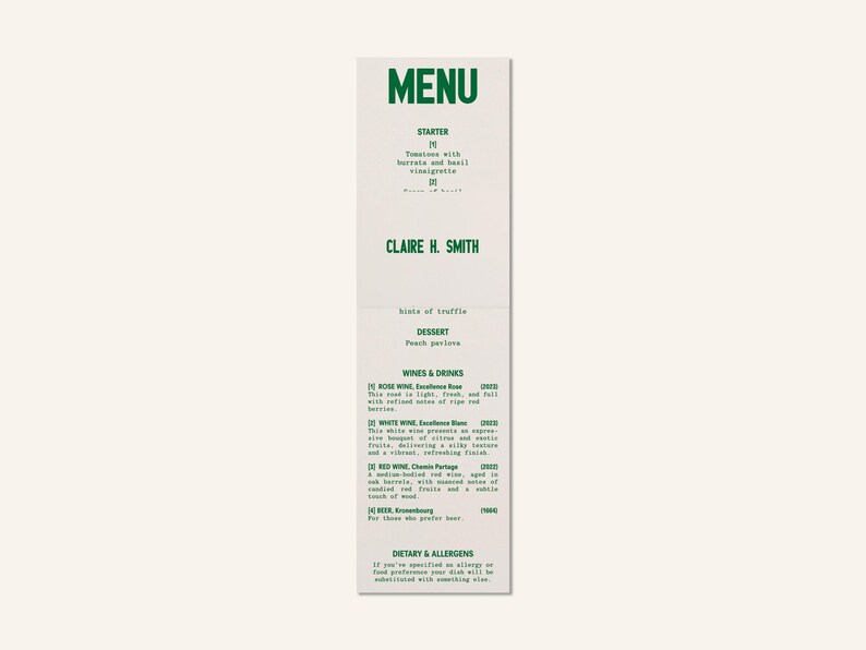 Menu Name Tags Digital Template Modern Table Setting Wedding Name ...
