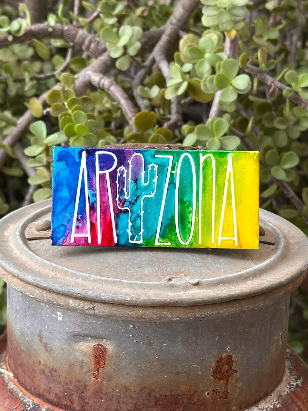 Arizona Painted Ceramic Tile Magnet | Alcohol Ink Art - Etsy